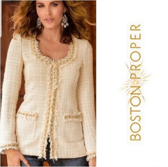 Boston Proper | Jackets & Coats | Boston Proper Gabrielle Tweed Chain ...